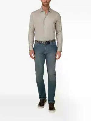 Boggi Milano Polo Shirt In Cotton And Silk Regular-fit - Neutrals