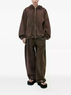 Alexander Wang Mid-rise Oversized Sweatpants W/ All-over Hotfix - Brown