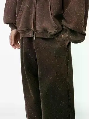 Alexander Wang Mid-rise Oversized Sweatpants W/ All-over Hotfix - Brown