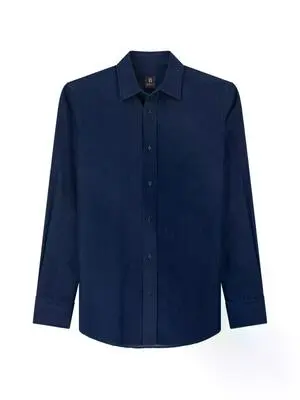 Boggi Milano Shirt In Cotton Denim Regular-fit - Blue