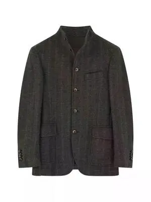 Boggi Milano Peacoat Herringbone In Wool And Cotton - Grey