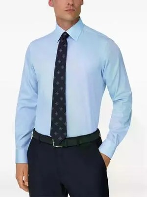 Boggi Milano Herringbone Cotton Muslin Shirt Regular Fit