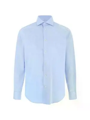 Boggi Milano Checked Cotton Non-iron Regular-fit Shirt - Blue