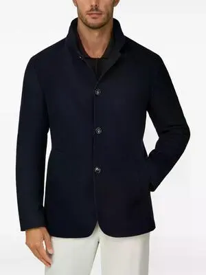 Boggi Milano Peacoat Padded In Wool Blend Mélange
