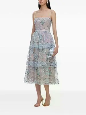 SELF-PORTRAIT Sequin-embellished Tiered Midi Dress