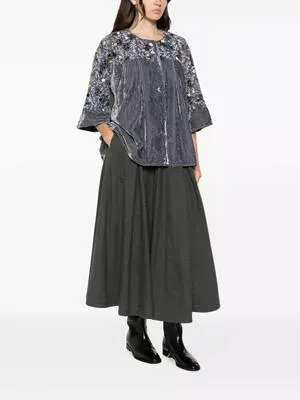 AODRESS Floral-embroidered Velvet Jacket
