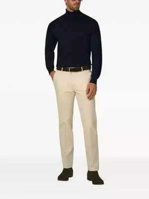 Boggi Milano Trousers In Stretch Cotton Tencel® Modal - Neutrals