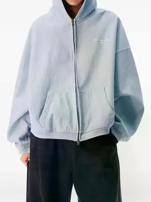 Alexander Wang Crystal Hotfix Oversized Zip-up Hoodie