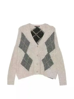 LUISA CERANO Argyle-knit V-neck Cardigan