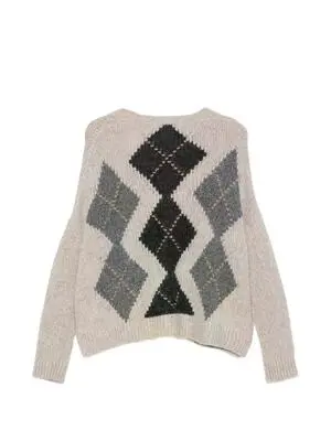 LUISA CERANO Argyle-knit V-neck Cardigan