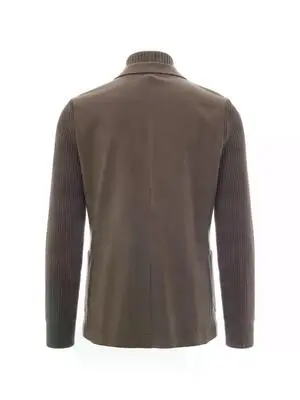 Eleventy Panelled Knit-sleeve Jacket - Brown