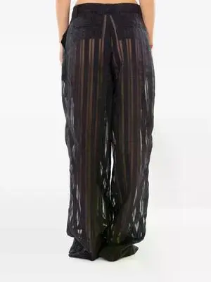 WHITE SAND Chalk-stripe Sheer Trousers