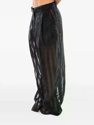 WHITE SAND Chalk-stripe Sheer Trousers
