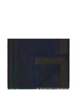 Boggi Milano Scarf With Contrasting Stripes In Wool Blend - Blue