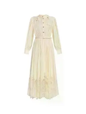 SELF-PORTRAIT Lace-trim Pleated Dress