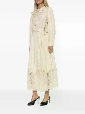 SELF-PORTRAIT Lace-trim Pleated Dress