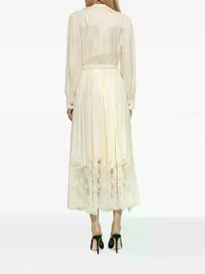 SELF-PORTRAIT Lace-trim Pleated Dress