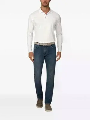 Boggi Milano Polo In Cotton And Silk Jersey - White