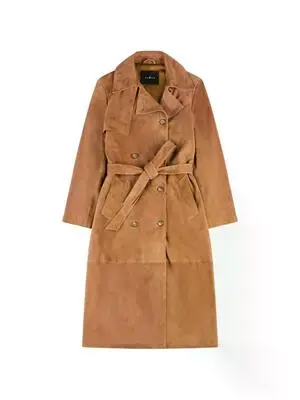 Hogan Trench Coat In Suede