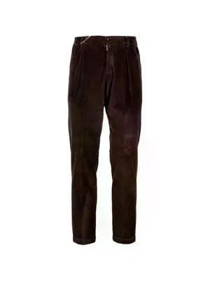 B SETTECENTO Pleated Corduroy Trousers - Brown