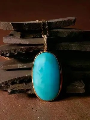 CLARA CHEHAB Big Elemental Turquoise And Diamond Necklace