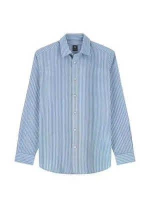 Boggi Milano Shirt Striped Poplin Regular-fit - Blue