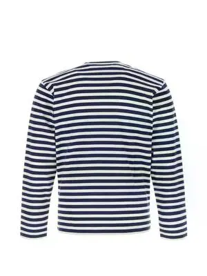 Play Comme Des Garcon Striped Embroidered T-shirt - Blue