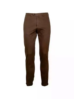 B SETTECENTO Textured Turn-up Trousers - Brown