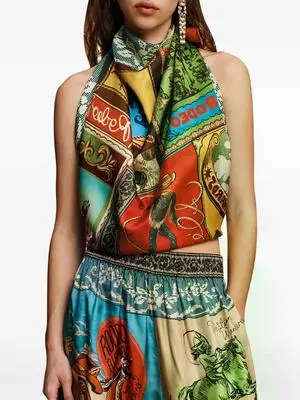 ALEMAIS Ace Graphic-print Scarf - Green
