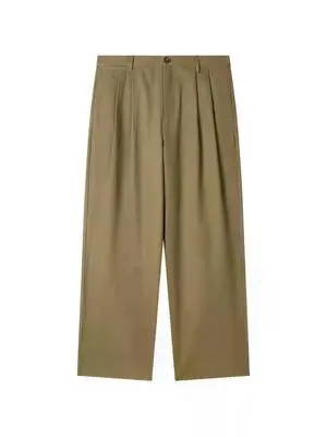 Paul Smith Relaxed-fit Khaki Cotton-twill Pleated Trousers - Green