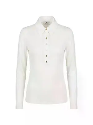 Elisabetta Franchi Ribbed-knit Polo Top - White