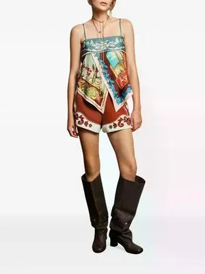 ALEMAIS Ace Graphic-print Silk Blouse