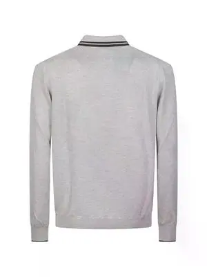 FAY Tipped Quarter-zip Polo Shirt - Grey