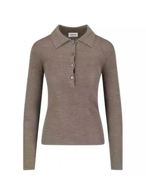 P.a.r.o.s.h Ribbed-knit Polo-collar Sweater - Brown
