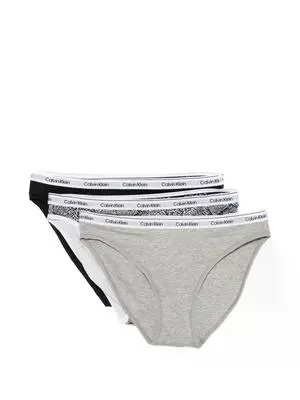 Calvin Klein Logo-waistband Thongs - Black