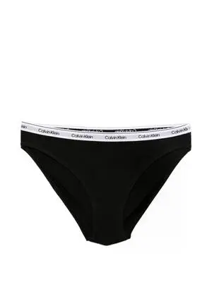 Calvin Klein Logo-waistband Thongs - Black