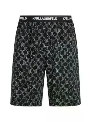 Karl Lagerfeld Monogram Pajama Shorts - Black