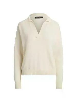 Ralph Lauren V-neck Collared Sweater - Neutrals