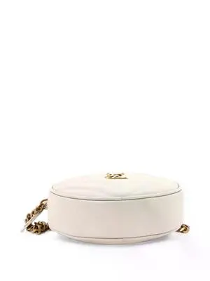 Saint Laurent Vinyle Round Camera Bag Matelasse Chevron Leather Crossbody Bag - Neutrals