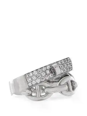 Hermès Kelly Double Tour 18k White Gold With Pave Diamonds Ring