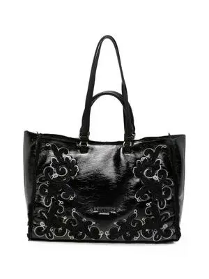 ERMANNO FIRENZE Large Embroidered Tote Bag - Black