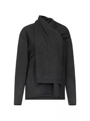 Loulou De Saison Frances Asymmetric Scarf-detail Sweater - Grey
