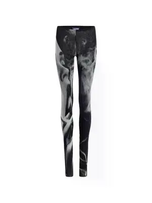 JEAN PAUL GAULTIER Mesh Flare Pants Printed Smoking Women - Black