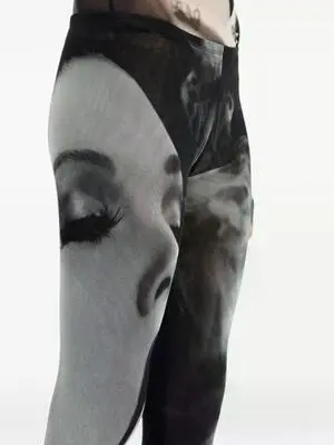 JEAN PAUL GAULTIER Mesh Flare Pants Printed Smoking Women - Black
