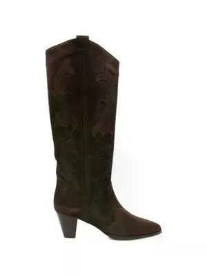 Ba&sh Embroidered Suede Boots - Brown
