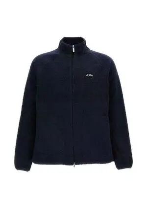 LES DEUX Fleece-texture Logo-patch Jacket - Blue