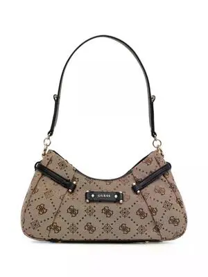 Guess Dorothy Monogram-print Logo-plaque Shoulder Bag - Brown