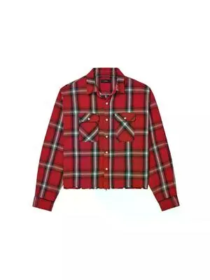 PURPLE BRAND Check Raw-edge Shirt - Red