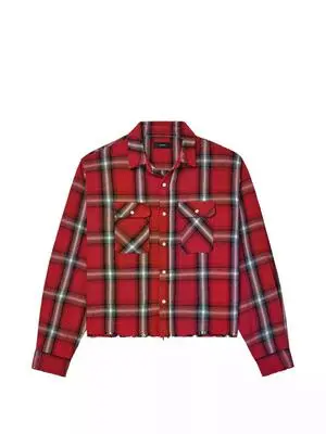 PURPLE BRAND Check Raw-edge Shirt - Red