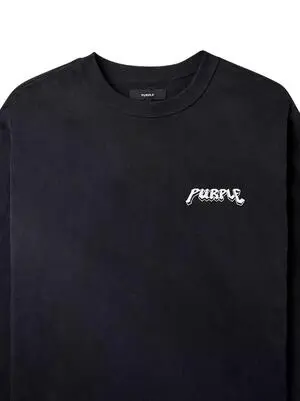 PURPLE BRAND Logo-print Cropped Sweatshirt - Black